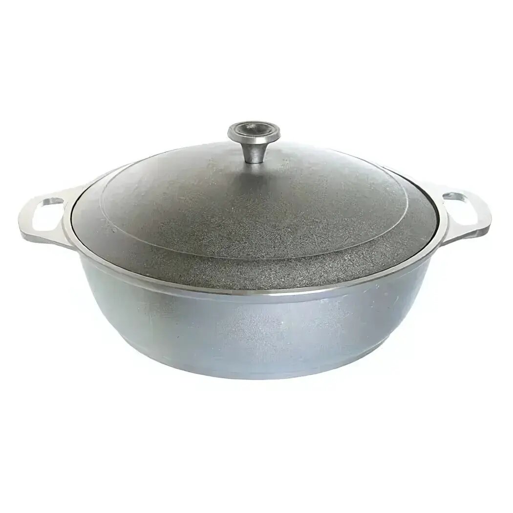 Кастрюля-жаровня литая алюминиевая 3 л, модель КМ-ж30, утолщенные стенки и дно