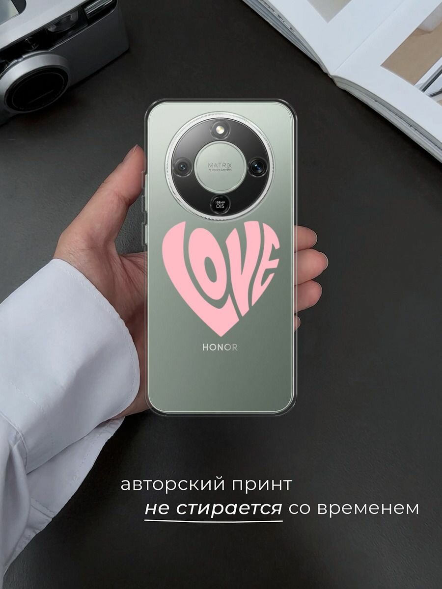 Чехол на Honor X9d / Хонор X9d с принтом Love heart 3, прозрачный — фото 1