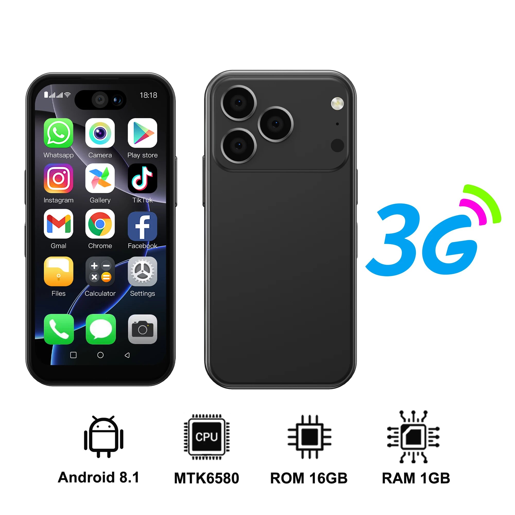 Смартфон SERVO 17PRO MAX Mini, черный, 3G, 16 ГБ