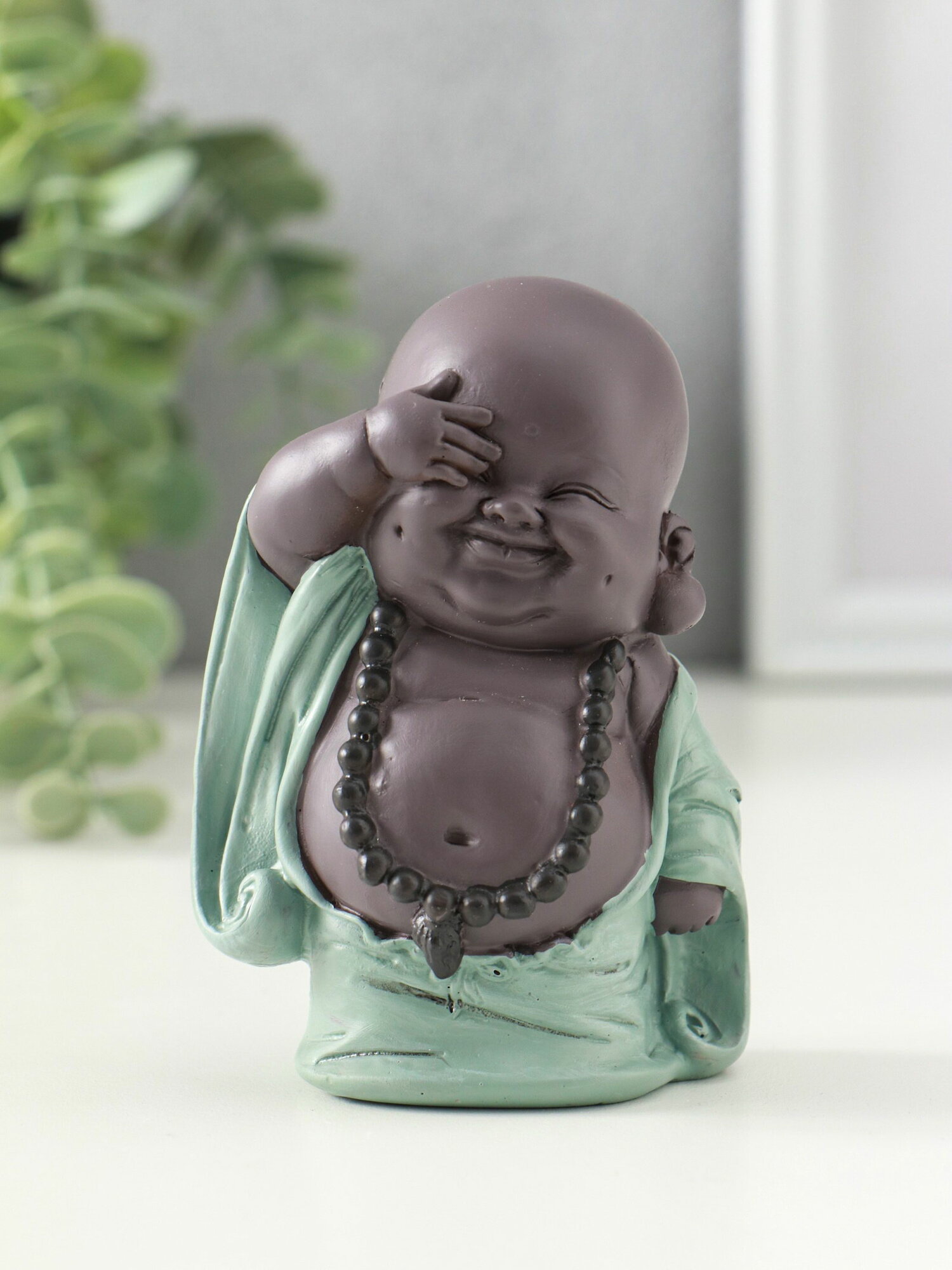 Фигурка полистоун "Счастливый хотей", зелёно-коричневый, 5x7.5x10 см