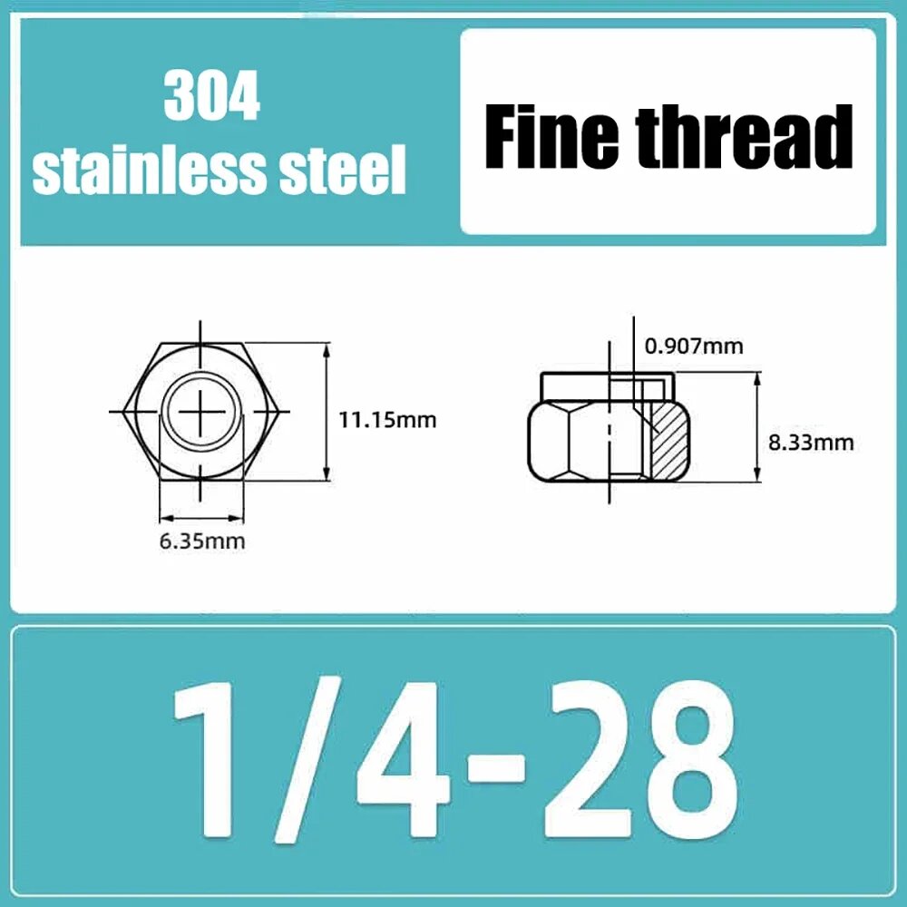 Нержавеющие самоблокирующие гайки UNC 5/10/20 шт 5 Pcs, 1I4 - 28mm
