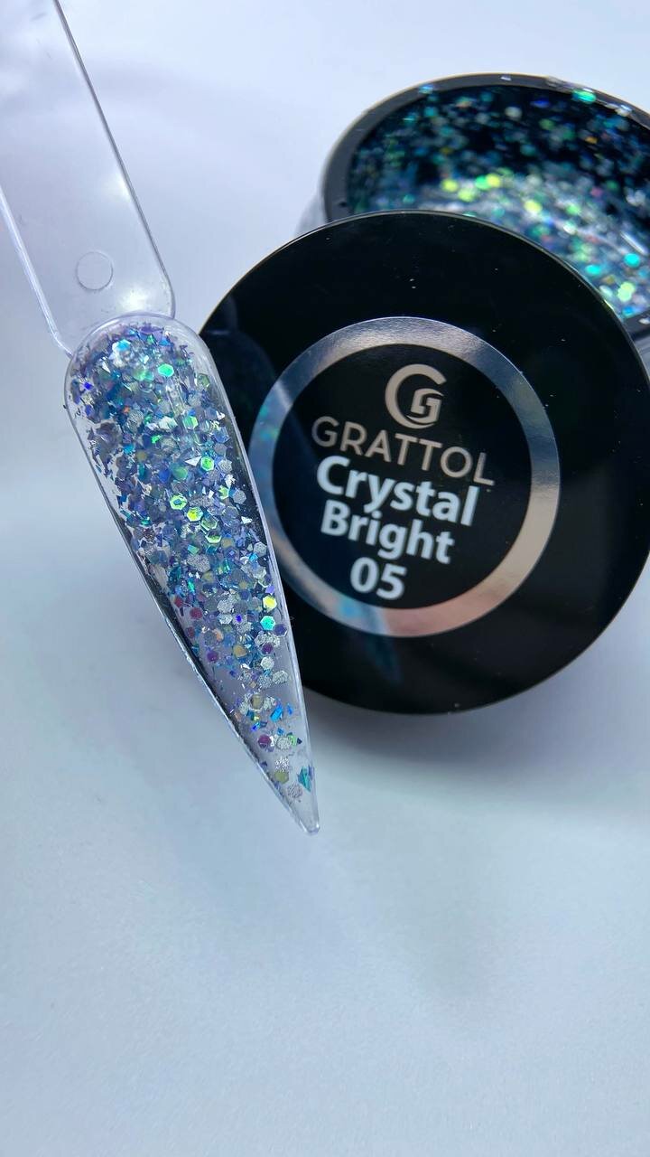 Гель моделирующий с блестками - Grattol Gel Crystal Bright 05, 15 мл