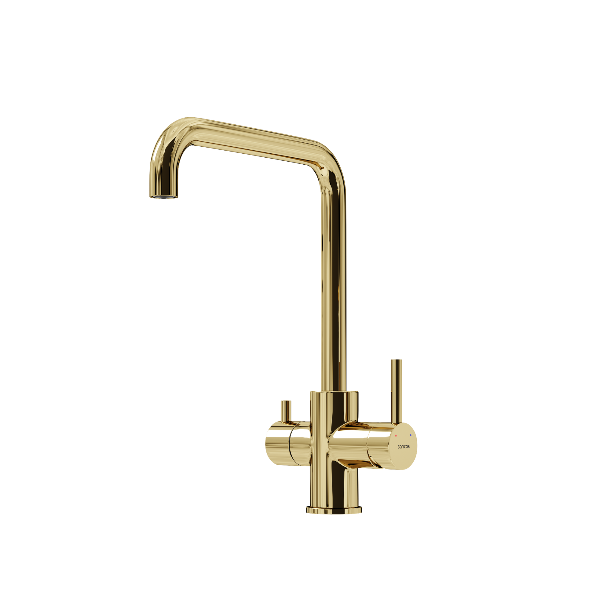 Смеситель для кухни Sancos Vela SC4013ZG полированное золото, с краном для питьевой воды, рычажный, латунь