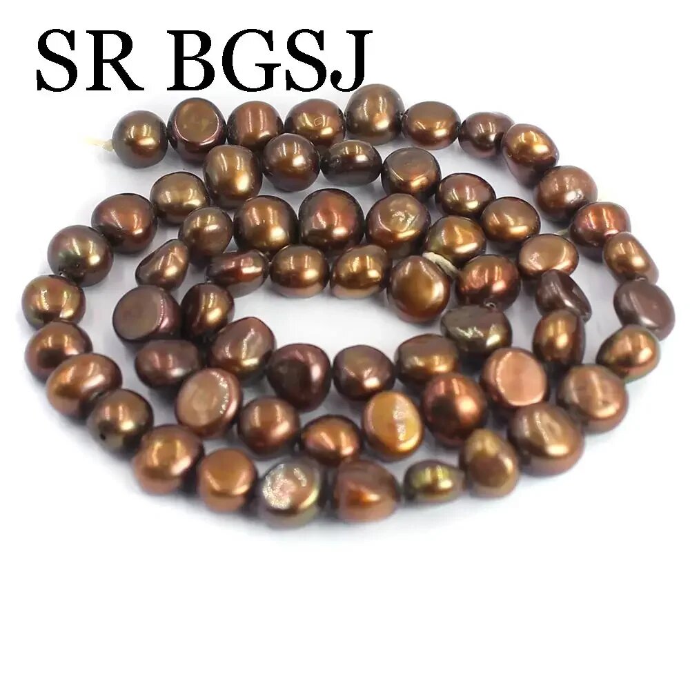 Натуральные жемчужные бусины SR BGSJ 14 дюймов 6-7 мм Коричневый, Brown