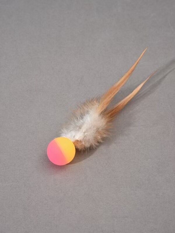 Amazon Pet Feather Bouncy Ball Игрушечный мяч для кошек Жевательная игрушка Интерактивный мяч для домашних животных с