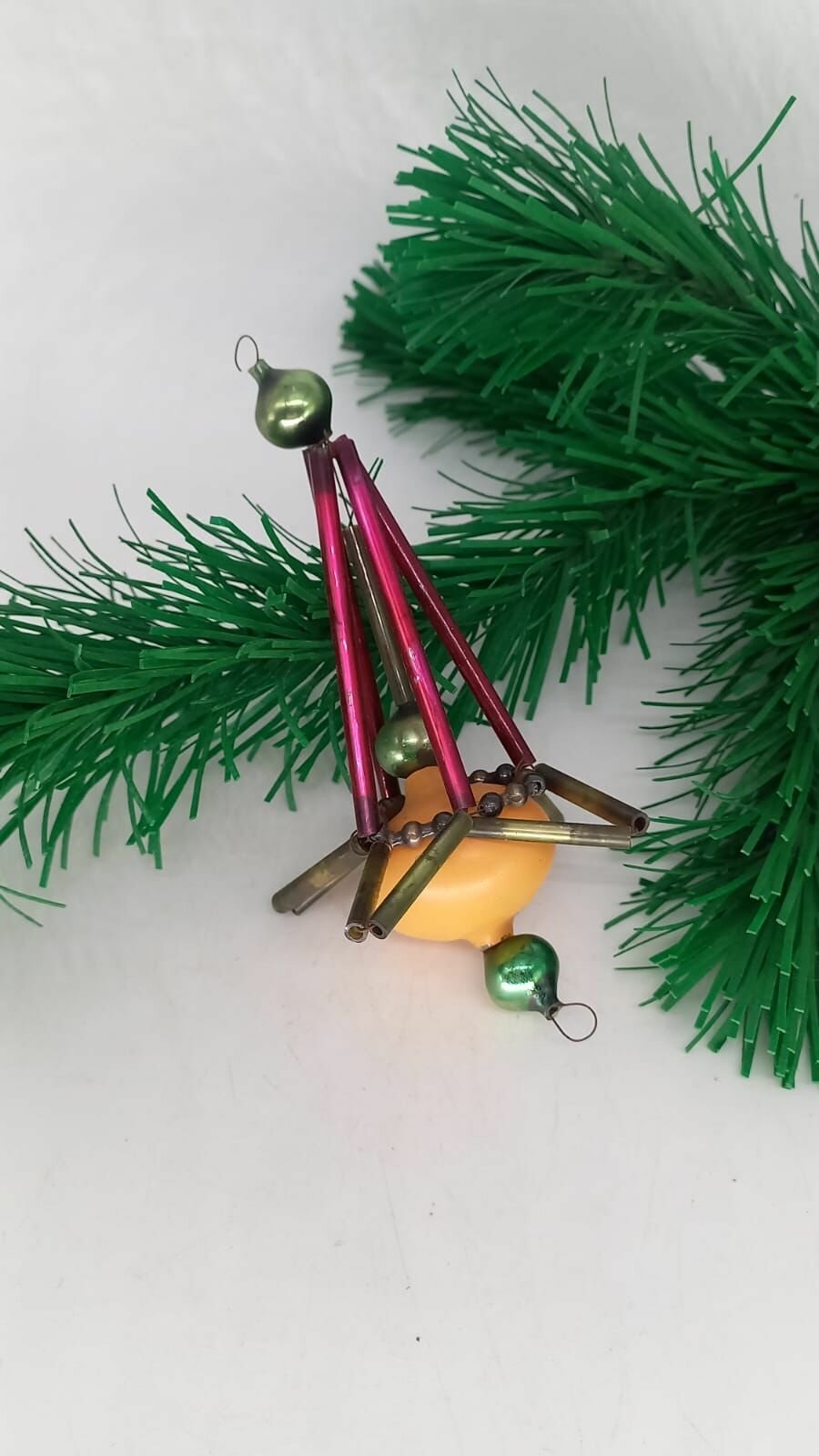 Винтажная советская подвесная елочная игрушка из стекляруса, СССР