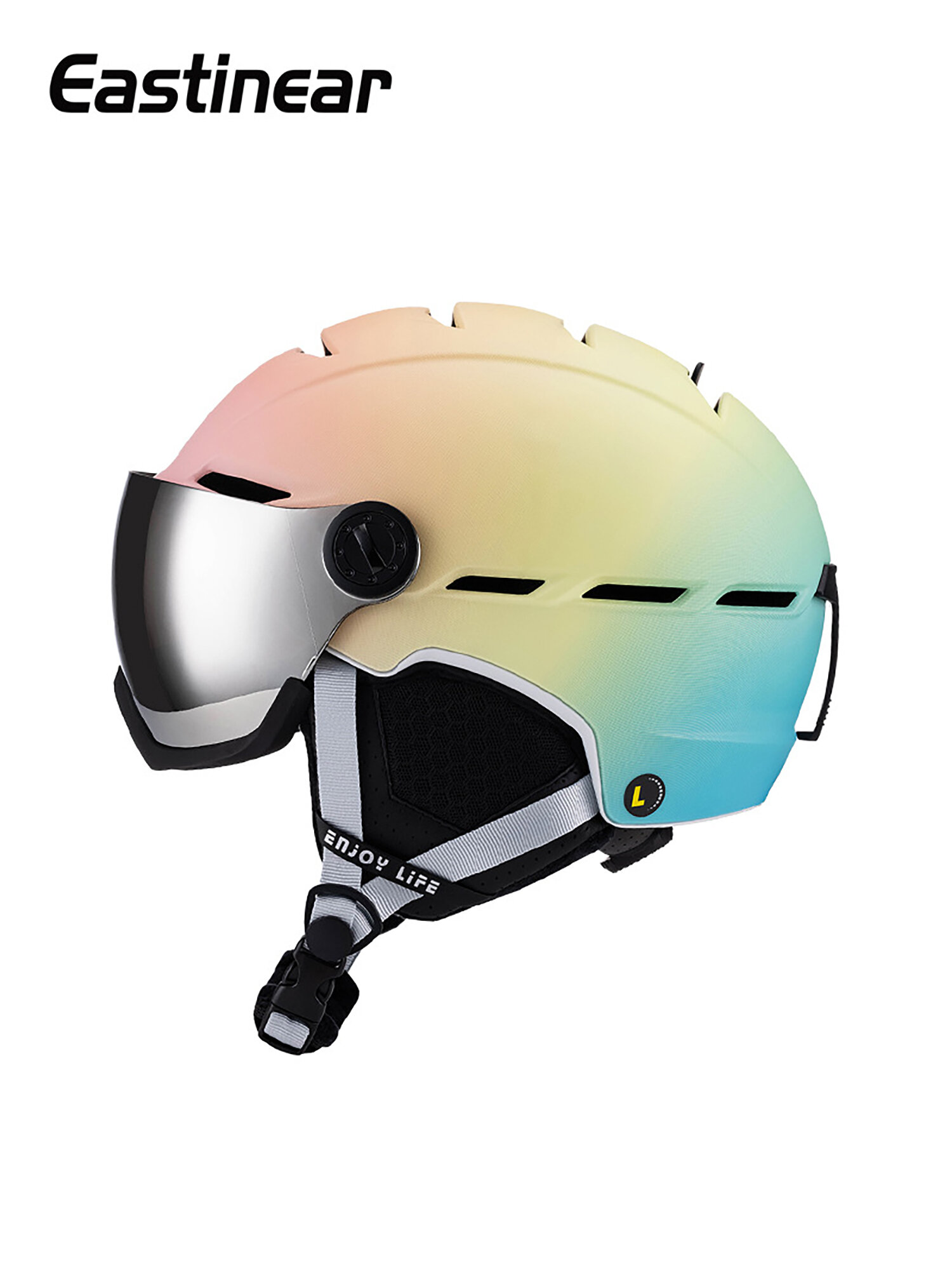 Горнолыжный защитный шлем с визором (комплект). Градиент; Размер: XL (59-63 см).