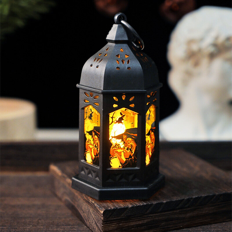 Ручной фонарь в форме тыквы на Хэллоуин, светодиодный электронный светильник-свеча, реквизит для украшения вечеринки, украшение с рассеянным светом