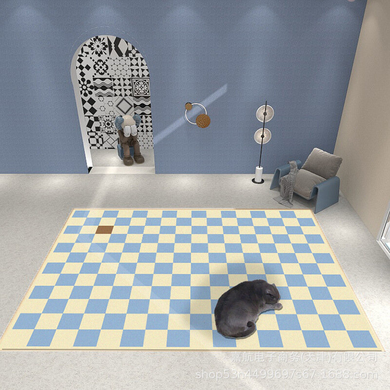 ⭐Современный простой ковер с имитацией кашемира в клетку для гостиной и кабинета, легко чистящийся коврик для пола, устойчивый к грязи коврик для спальни⭐