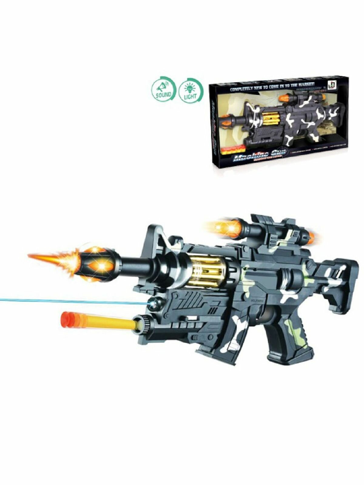 Автомат с лазерным прицелом свет-звук-мягкие пули, в коробке