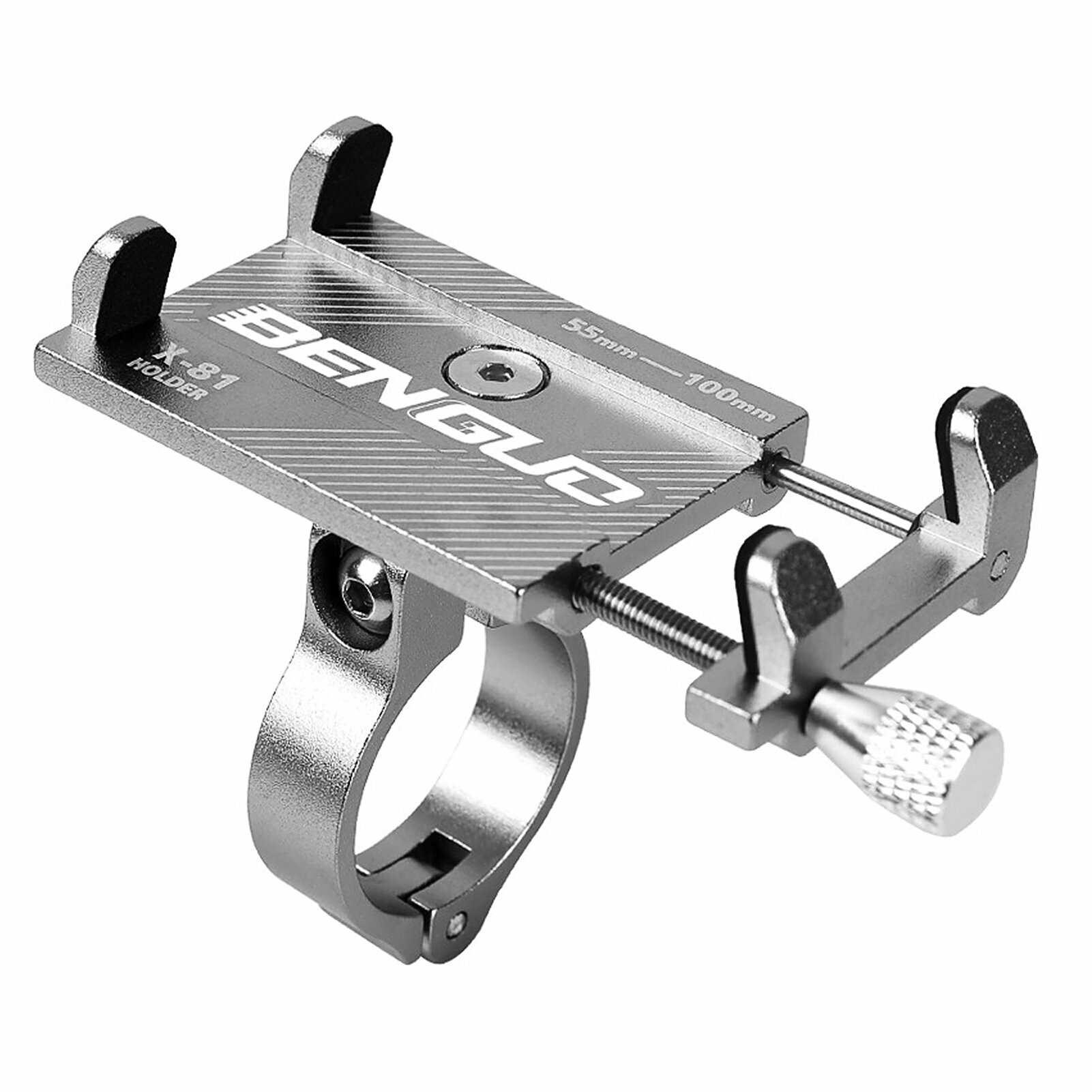 Крепление для мобильного телефона на руль велосипеда, мотоцикла, скутера из алюминия и силикона для смартфонов 3.0-6.8 дюймов, диаметр руля 22.2-31.8 мм, вес продукта 87 г, в комплект входят 1 держатель и 2 прокладки, цвета: красный, черный, титановый