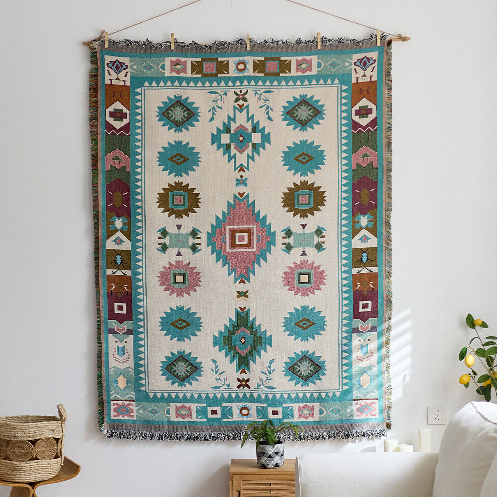 Винтажная ткань с изображением звезд, луны и облаков, стиль искусства, тканевая подвесная картина, декор для стен, фоновая ткань, хлопковая пряжа, таселевая гобелен