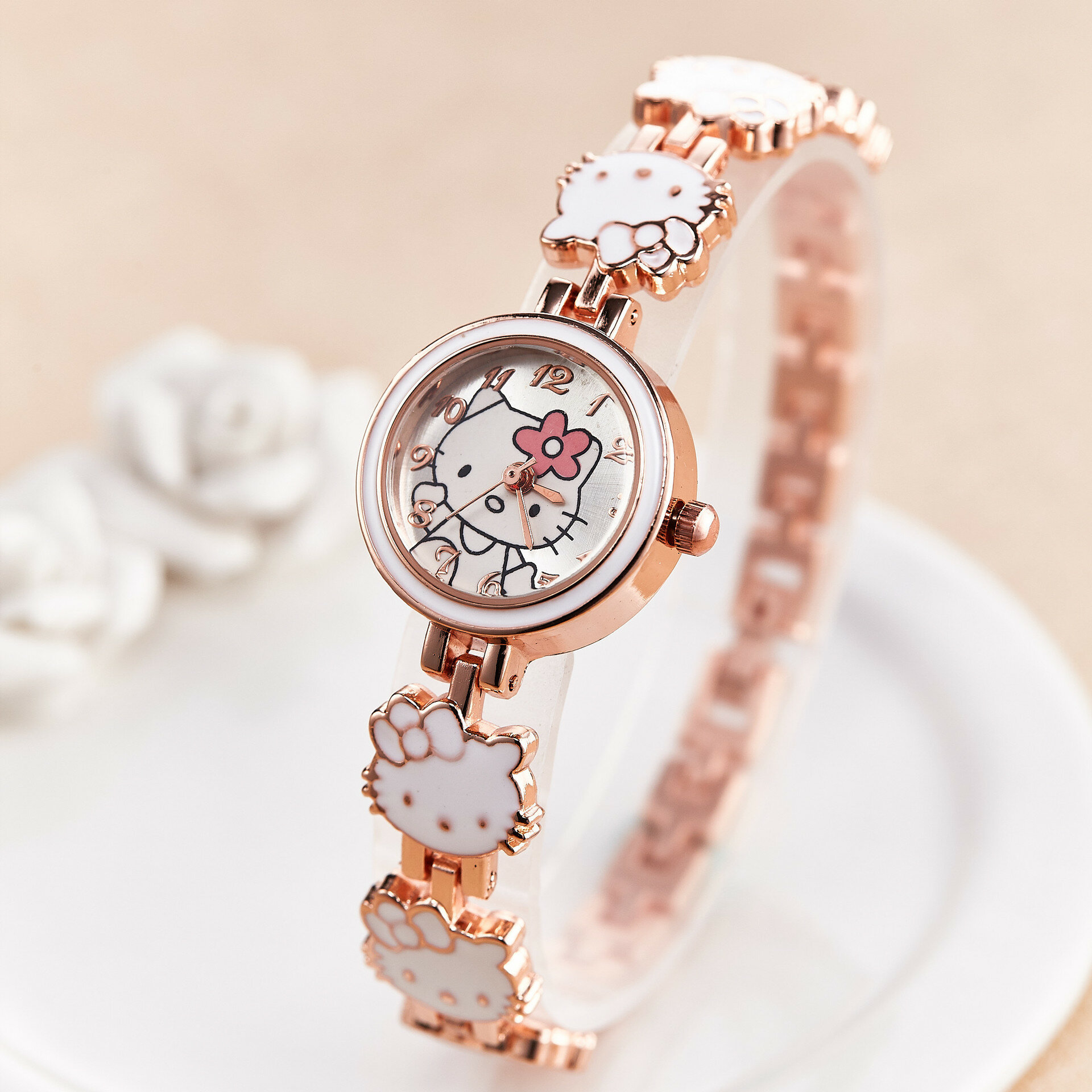 Детские часы, Электронно-кварцевые часы Hello Kitty со стальным браслетом