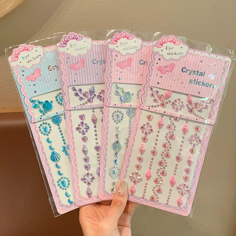 Детские наклейки с алмазами для лица, наклейки для сценического макияжа для девочек, наклейки для рисования на лице для