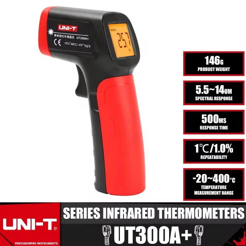 UNI-T, UT300A+, лазерный инфракрасный термометр, портативный термометр, цифровой промышленный бесконтактный лазерный