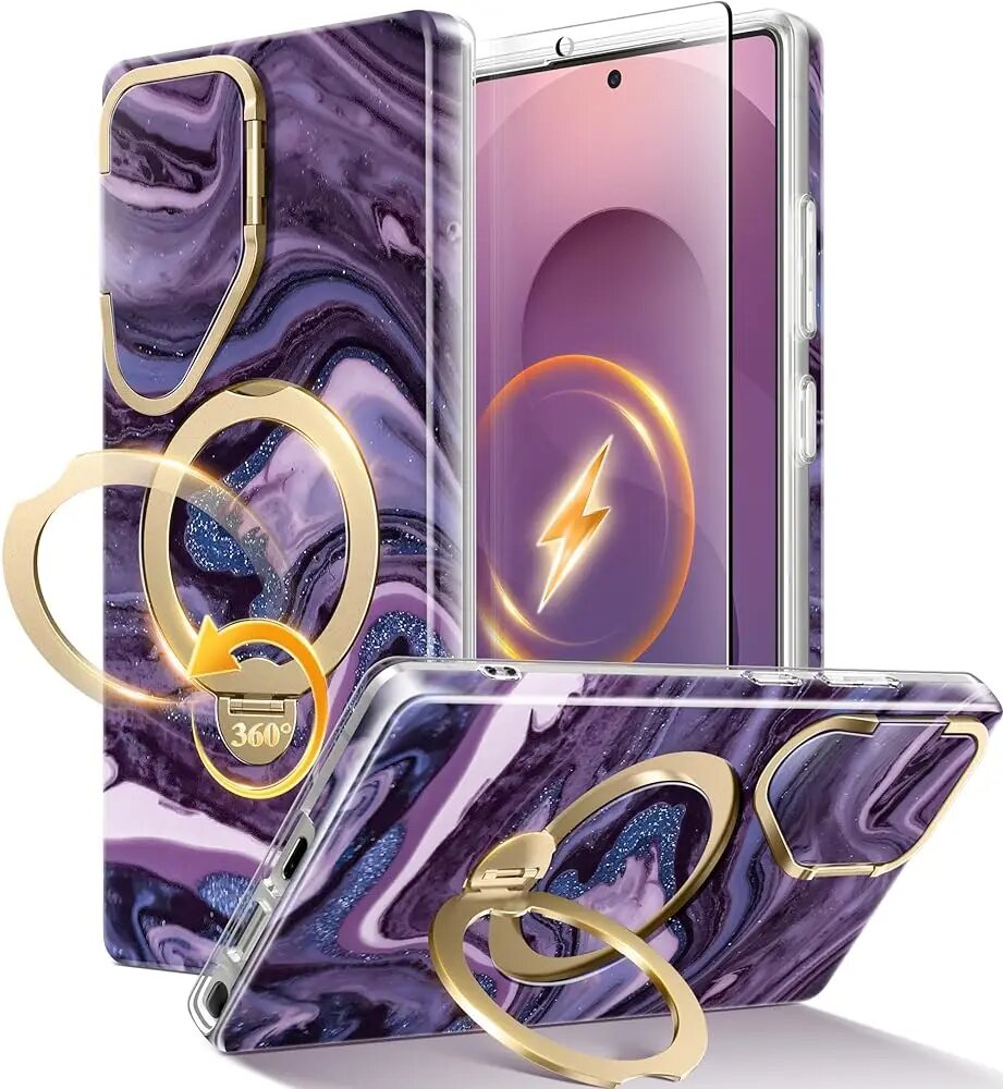 360 ° Магнитная кольцевая подставка Spin для Samsung Galaxy S25 Ultra, Quicksand Purple