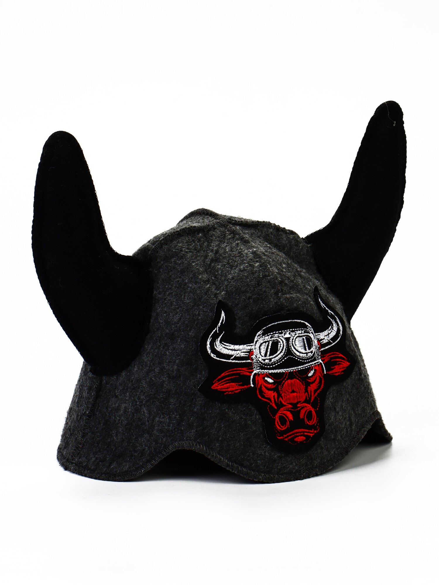 Шапка для бани и сауны «Бык - байкер», полиэфир 70%, шерсть 30%, «Добропаровъ»