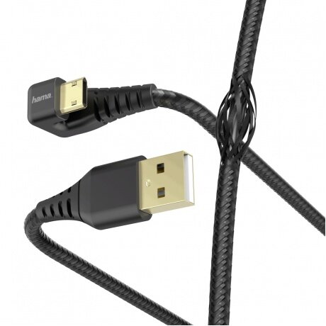 Кабель Hama 00187220 microUSB (m) угловой USB 2.0 (m) 1.5м черный