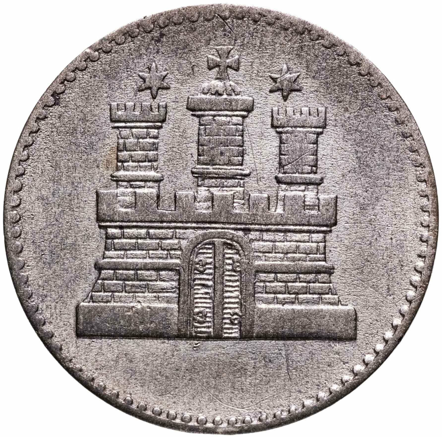 Гамбург 1 сехслинг 1855, Серебро 250, в сохранности XF