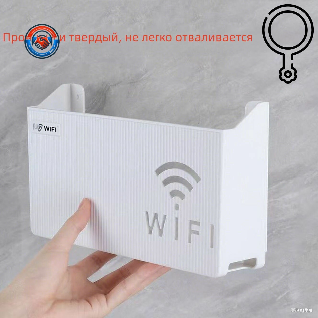 Полка-короб держатель для Wi-Fi роутера, настенная подставка-шкафчик 24х14х6 см, компактное хранение модема и антенн, удобное размещение интернет-оборудования