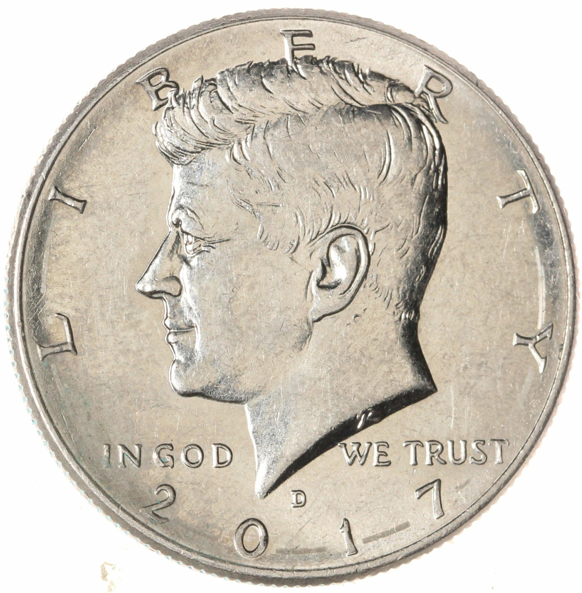 США 50 центов 1/2 доллара, half dollar 2017 D Kennedy Half Dollar знак монетного двора: "D" - Денвер, Медь, покрытая медно-никелевым сплавом, в сохранности XF
