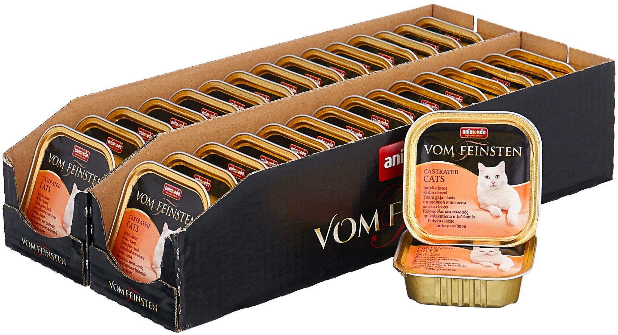 Animonda VOM FEINSTEN консервы для кастрированных кошек с индейкой и лососем 100 гр х 32 шт (упаковка)