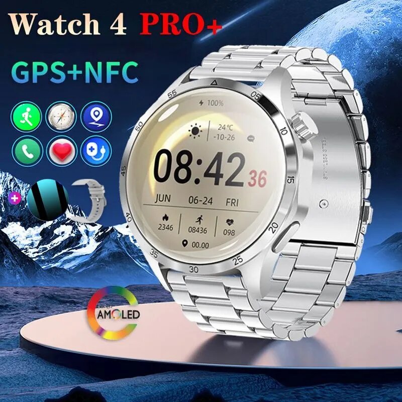 SACOSDING Смарт-часы GT4PRO+, 47mm, Белая сталь A