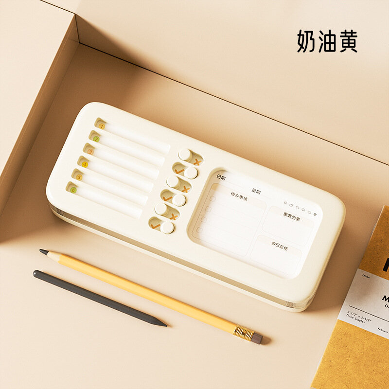 Коробка для канцелярских принадлежностей для самодисциплины, многофункциональный пенал для студентов, органайзер для учебных принадлежностей, простой пластиковый пенал