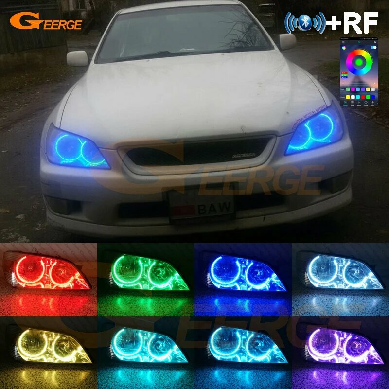 Для Lexus IS200 IS300 IS 200 300 Toyota Altezza RF Remote BT App Многоцветный ультра яркий RGB светодиодный комплект Angel Eyes Halo Rings