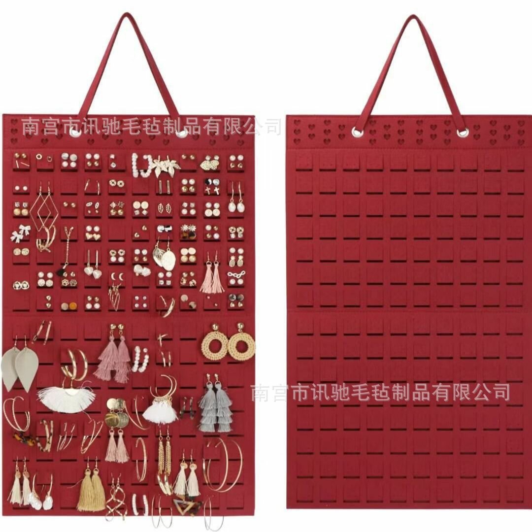 Ювелирные серьги, серьги-гвоздики, ожерелье, кольцо, хранение, подвесная сумка из фетра, настенное крепление, прямая продажа от фабрики Xunchi