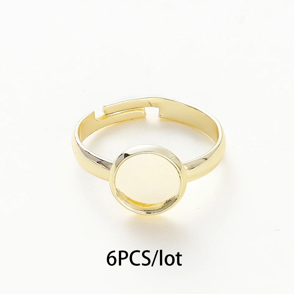 Регулируемые пустые кольца кабошон St.kunkka 4-6 шт. 18x 12mm, 14K gold color 6pcs