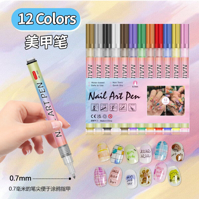 Кросс-бордерная новая ручка для граффити для ногтей, ручка для рисования, DIY, быстросохнущая маркерная ручка, цветная ручка для рисования цветов, лайнер для ногтей