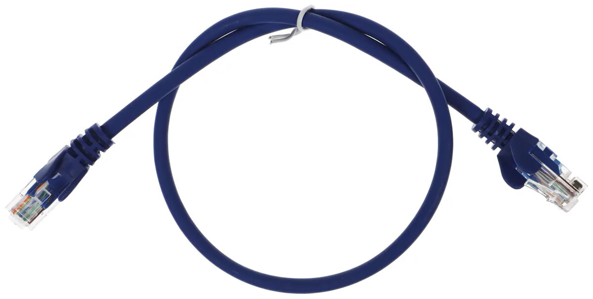 Патч-корд Lanmaster (LAN-PC45/U5E-0.5-BL) UTP, вилка RJ-45, вилка RJ-45, кат.5E, 0.5м, синий, LSZH (уп:1шт)