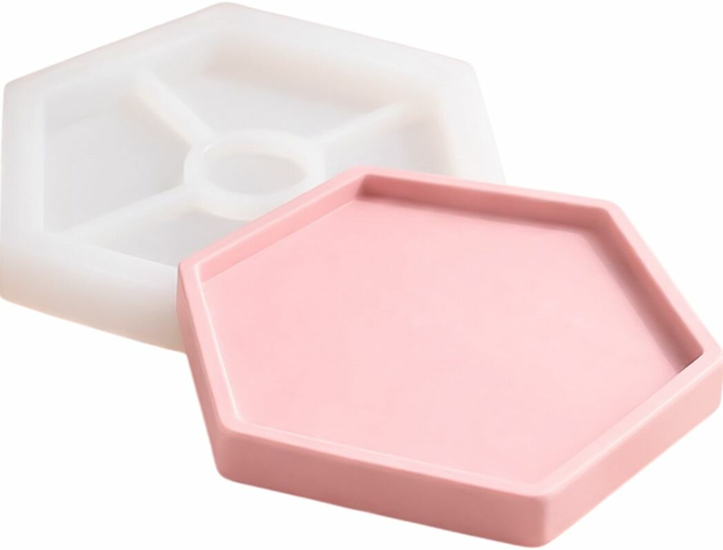 Молд силиконовый универсальный "Поддон Шестиугольник" для создания мыла, гибкая многоразовая форма из силикона для экпоксидной смолы, формочка для творчества и изделий из полимерной глины и гипса