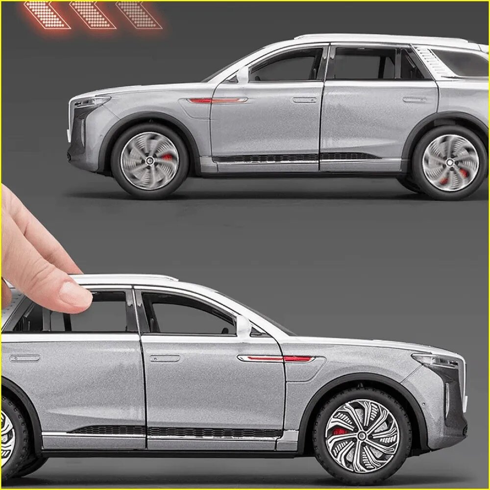 Масштабная копия внедорожника Hongqi E-HS9 1/24 Серебристый металлический — фото 1