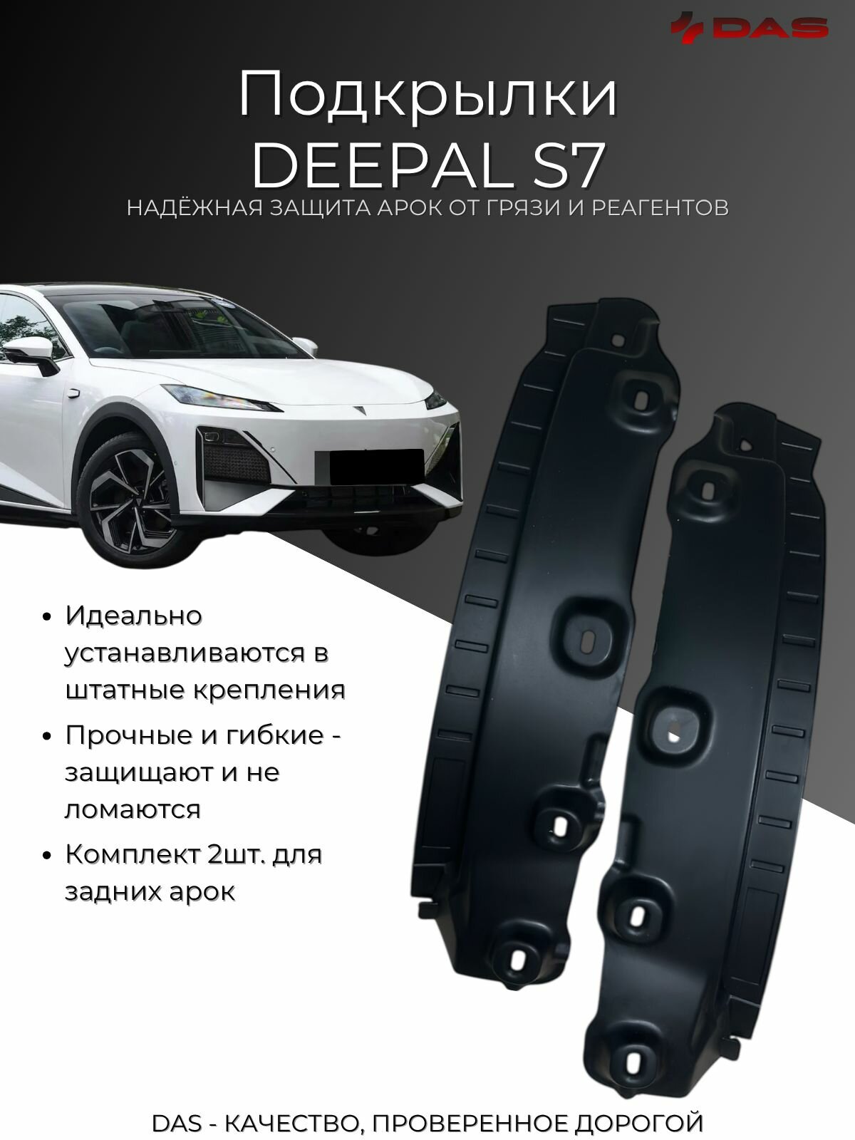 Подкрылки для задних колес Deepal S7 / Дипал С7 2023-2026 г. в, защита арок, комплект 2 шт.