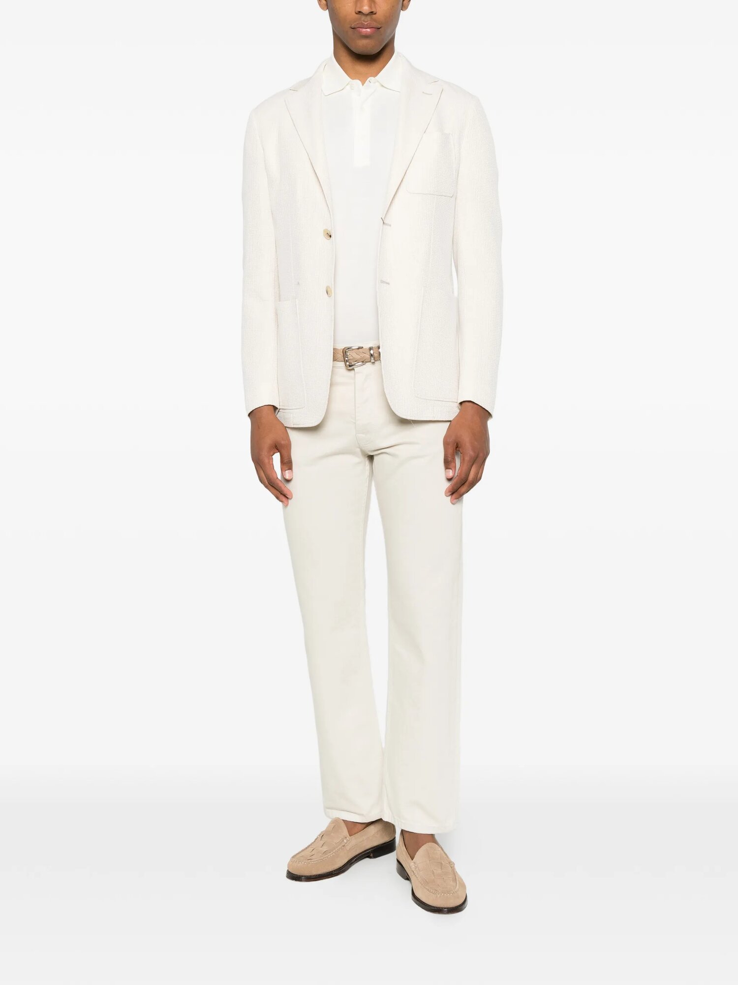 Пиджак Canali Single-breasted blazer, размер 50, бежевый/белый — фото 1