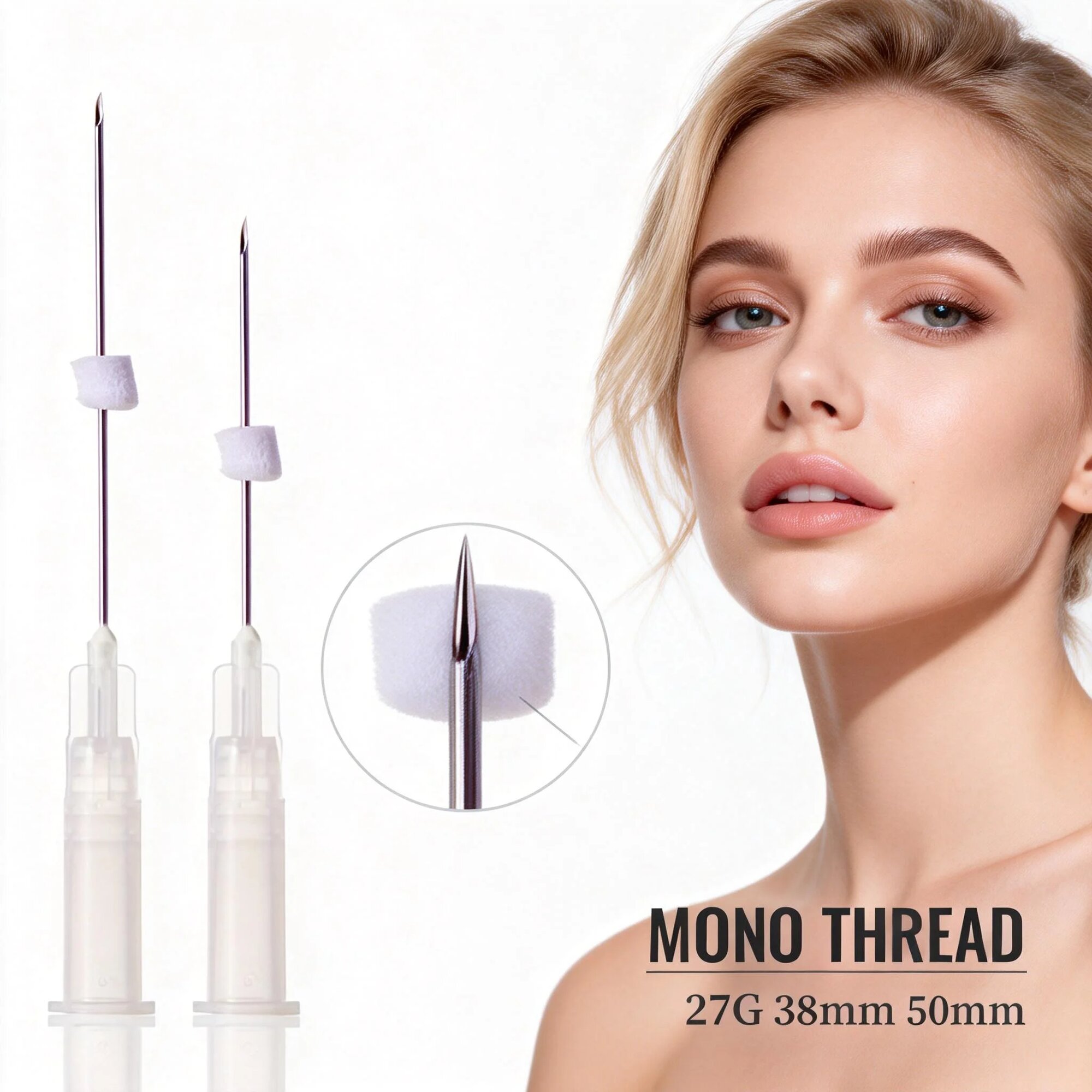 Одноразовые стерильные нити PDO для лица mono 27g50mm