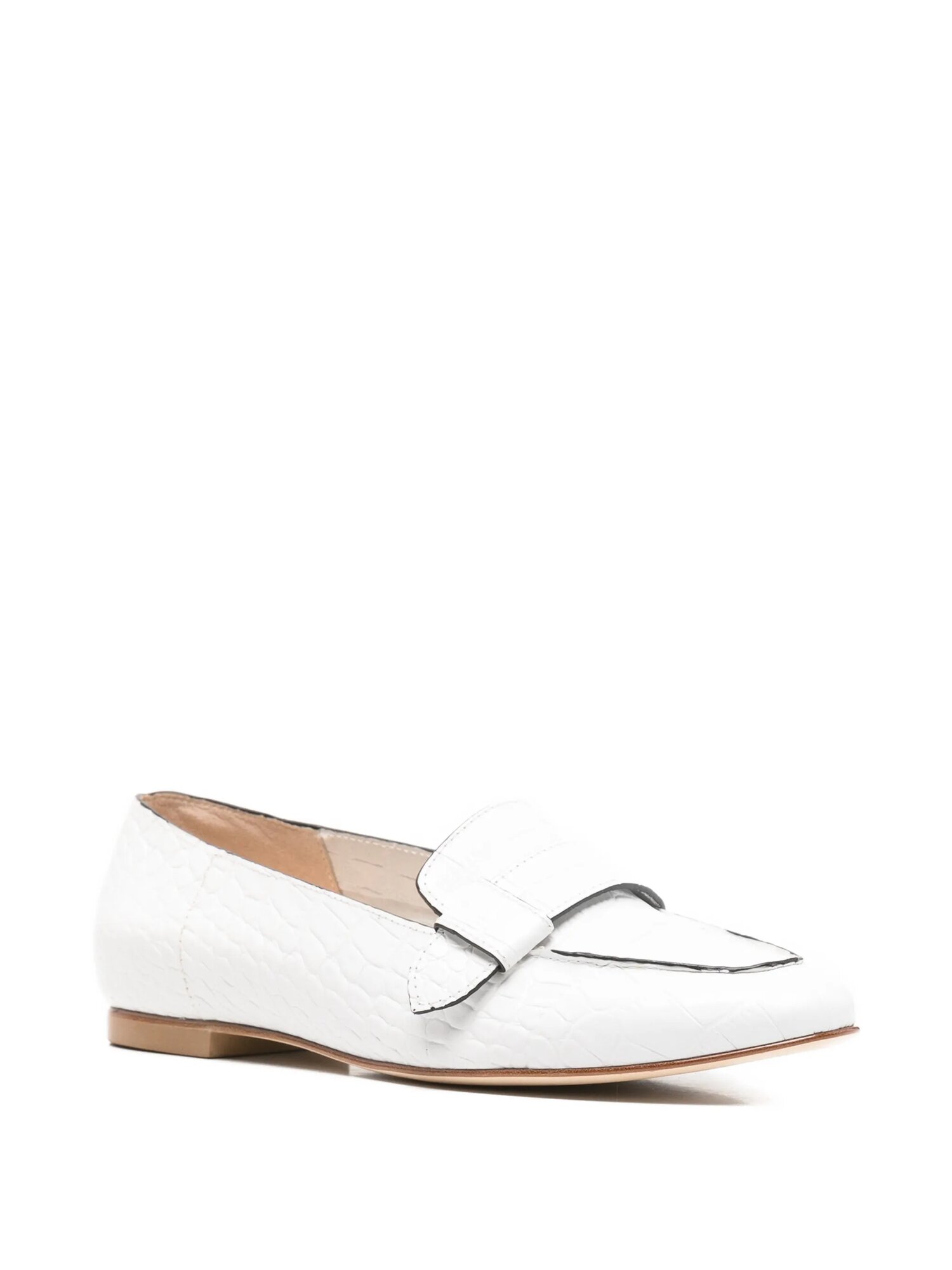 Лоферы Anna F. Croc-effect leather loafers, размер 38, white — фото 1