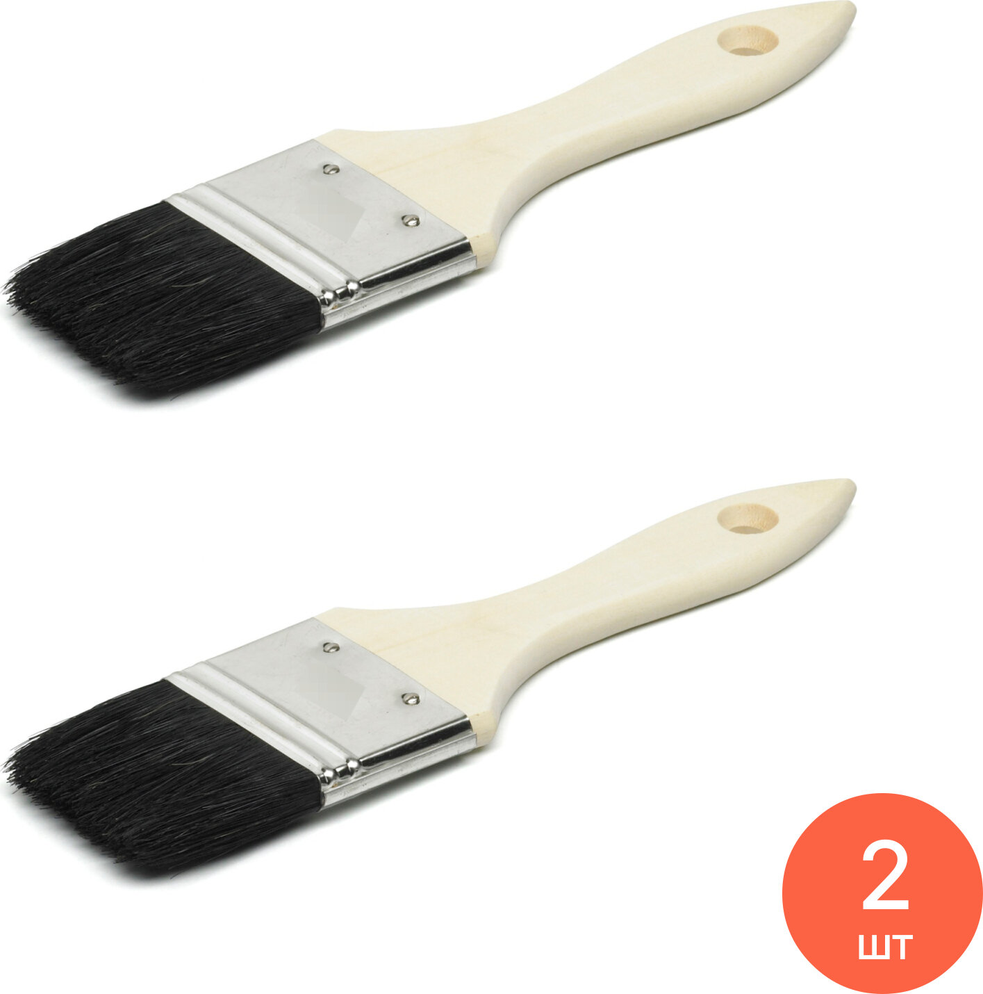 Кисть малярная Anza / Анза Go торцовая, с щетиной из натуральных черных волокон, 70мм / малярные и отделочные инструменты (комплект из 2 шт)