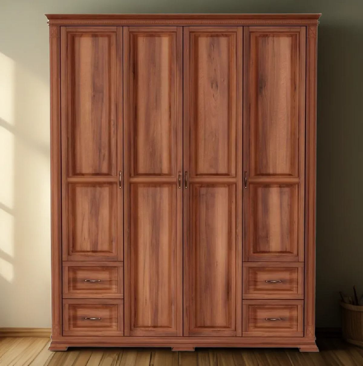 Шкаф распашной четырехдверный из сосны ммк-древ Верди 115, 180x60x220 дуб 2