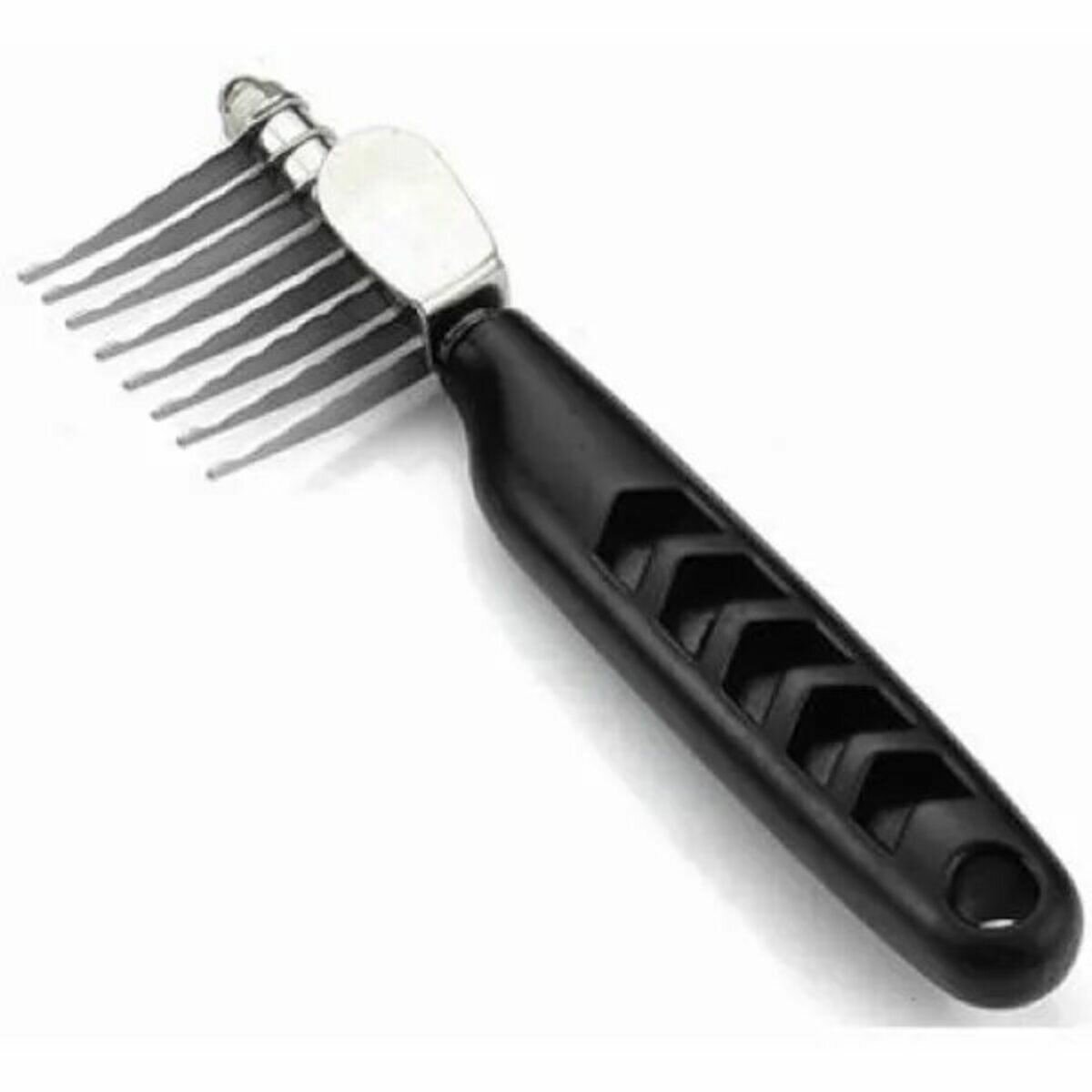 Hello-Pet Колтунорез боковой "мини" 8 лезвий прямой (черная ручка)