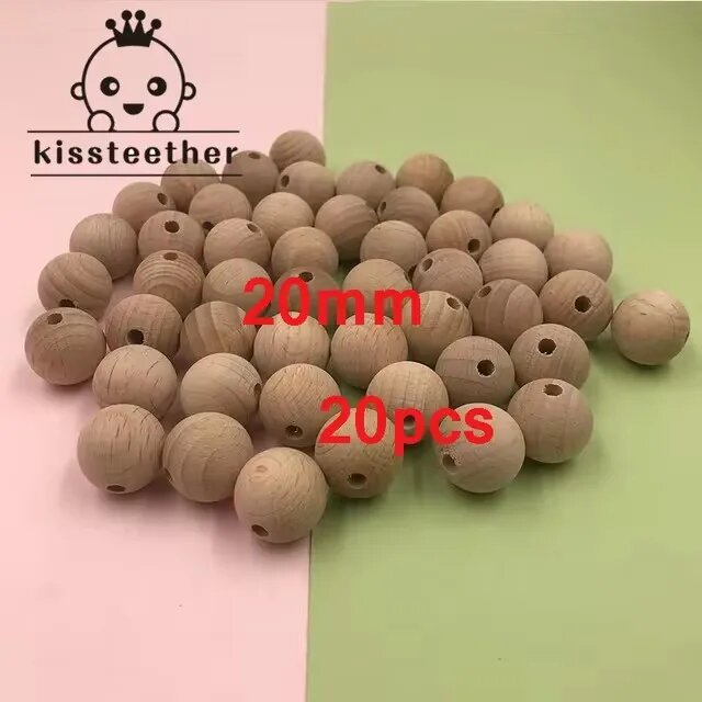 Деревянные бусины бука 20 мм, 20 шт.