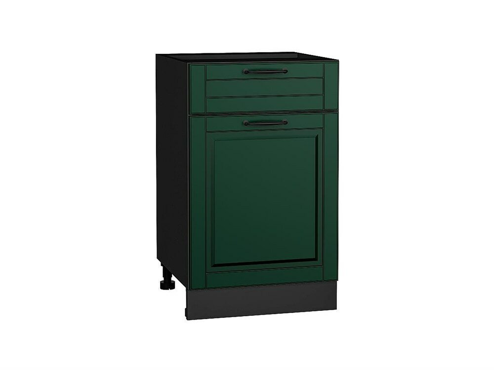 VVT Кухонный Шкаф нижний с 1-ой дверцей и ящиком Дублин Graphite, Special Green, 500, каркас ЛДСП Graphite, фасад МДФ Special Green, 816*500*478