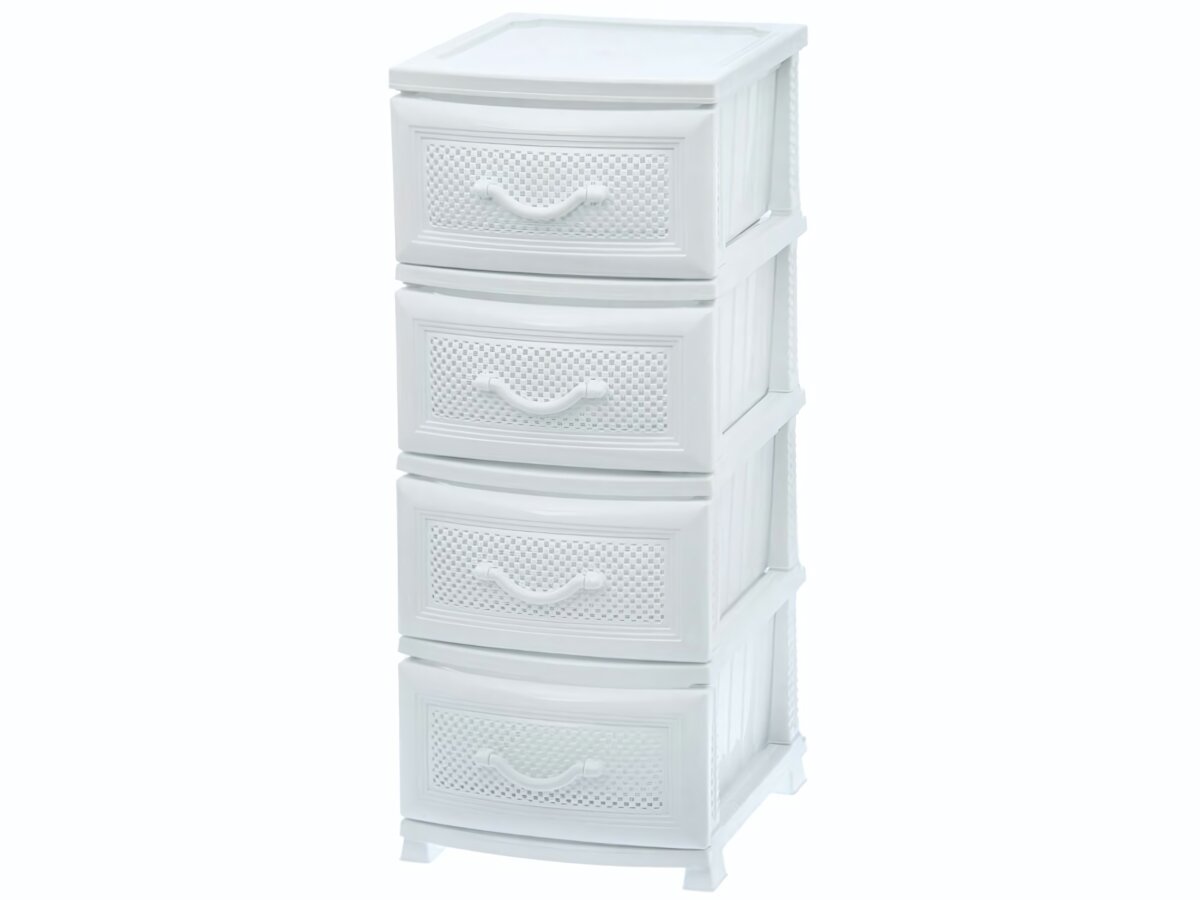 Комод «Дельфин» с 4 выдвижными ящиками, пластик, белый, 47х38,5х93,5 см