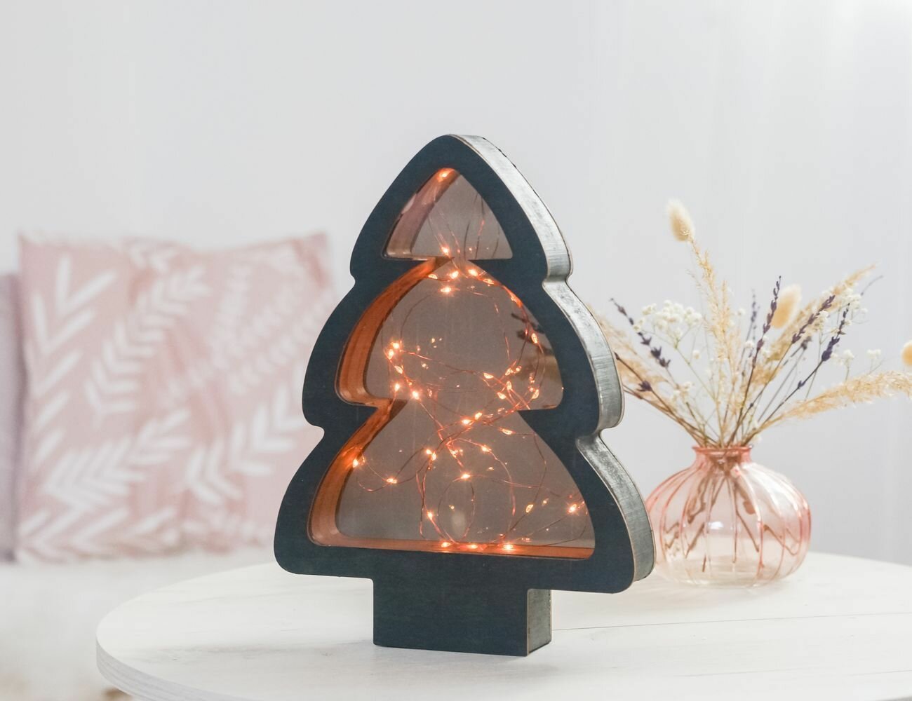 Декоративный светильник ёлочка 'ланни', 40 тёплых белых micro LED-огней, 28х21 см, батарейки, Kaemingk 487130