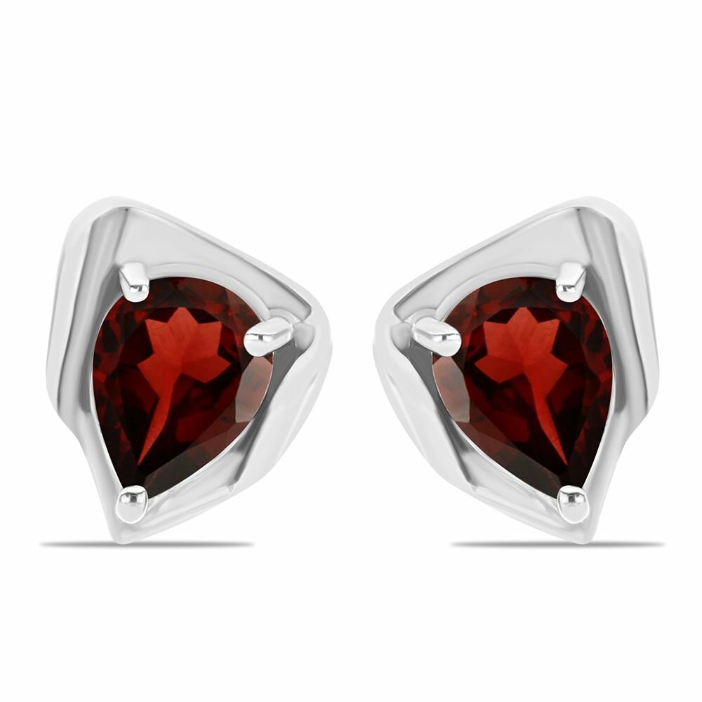 Серьги, серебро, 925 проба, родирование, гранат