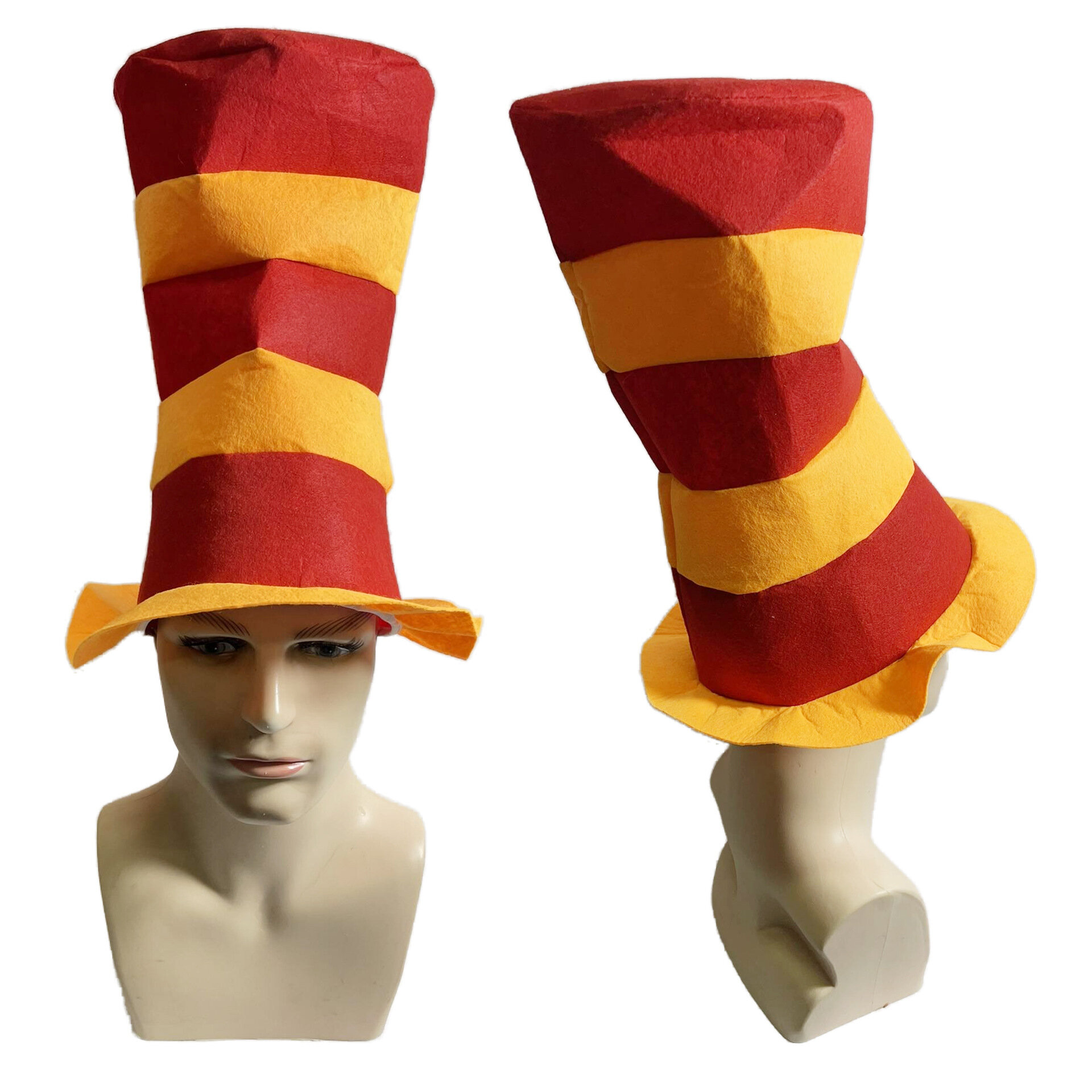 Шляпа "Хэллоуин", полосатая, высокая, красная и оранжевая
