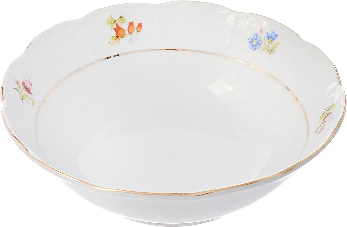 Салатник круглый 13 см; "Natalie", декор "Мелкие цветы, отводка золото", Thun/ БТФ0823