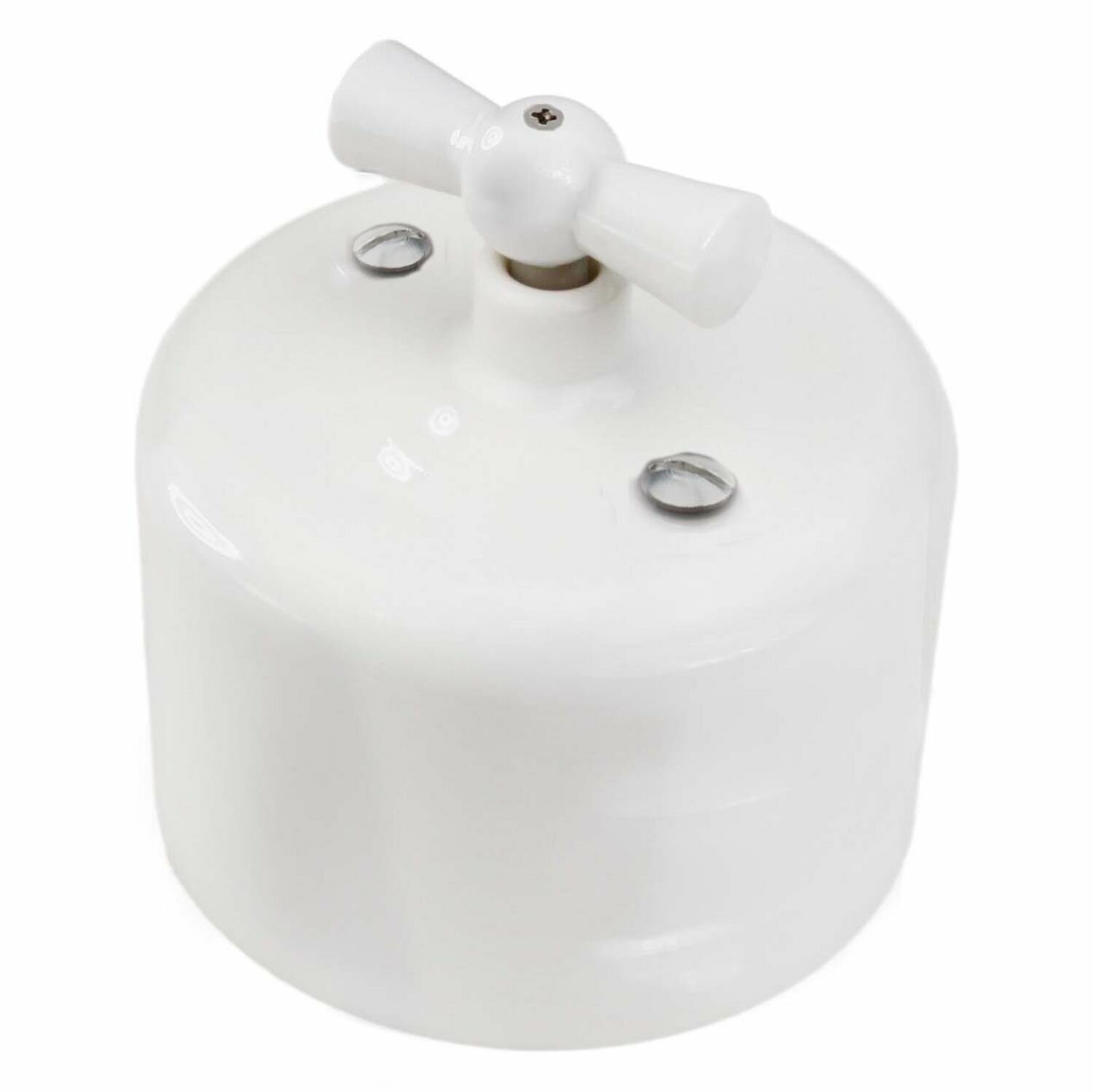 Выключатель/переключатель Jantera поворотный, проходной, одинарный, керамика. Цвет Белый